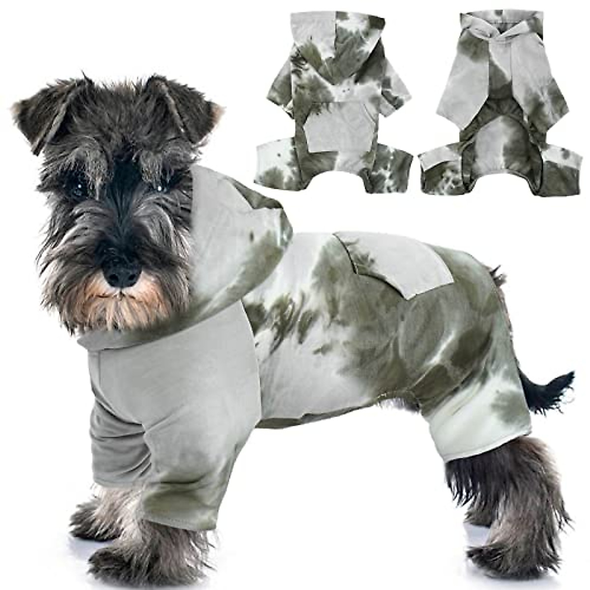 Duojoy Dog Hoodie with Pocket, Puppy Pajamas Long Sleeve Onesie Jumpers Outfit, Spring Summer Autumn Winter Clothes Sweatshirt, Pet Hooded Coat Jacket Apparel, Pet Soft Warm Sweater Small Medium Dogs