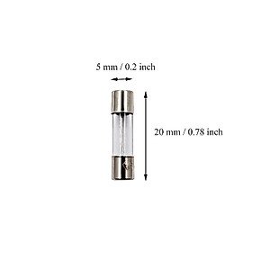 SIXQJZML 10 Pack F2AL Fast-Blow Fuse 2A 250V Glass Fuses 0.2 x 0.78 inch / 5 x 20 mm (2amp) (F2A)