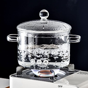 1.5L/50oz Glass Saucepan with Cover, Saucepans Glass Pot Casserole, Heat-resistant Glass Cooking Pot Covered Saucepan with Lid Cookware Stockpots for Cooking, Baking, Serving