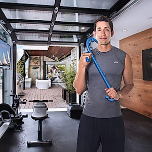 LiBa Back and Neck Massager - Trigger Point Massage Tools for Pain Relief and Self Massage Hook Therapy Handheld Back Neck Shoulder Massager Blue - Gift for Women & Men