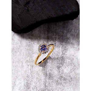 YoTreasure 18kt Gold Over Silver Tanzanite and White Topaz Women's Engagement Ring