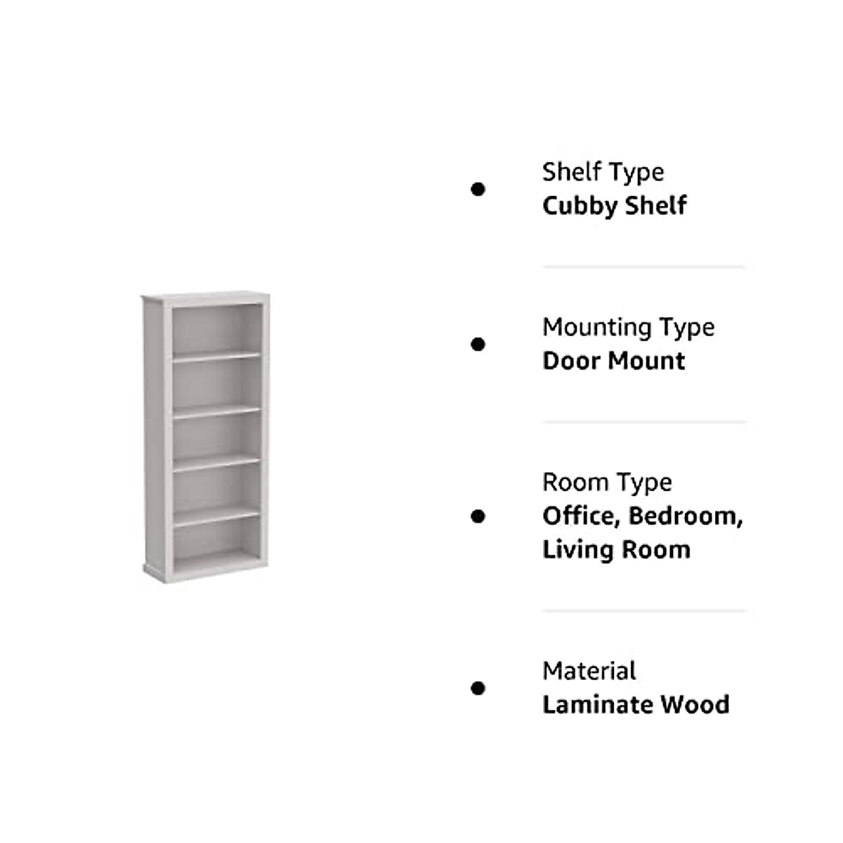 Edenbrook Sumac Bookcase, 5-Shelf Organizer for Bedroom Furniture or Home Office Furniture, White Bookshelf
