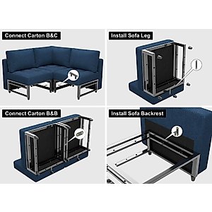 Belffin Fabric Foldable Backrest Module for Modular Sectional Sofa Couch Recliner Armrest Backrest Side for Modular Sofa Couch Blue