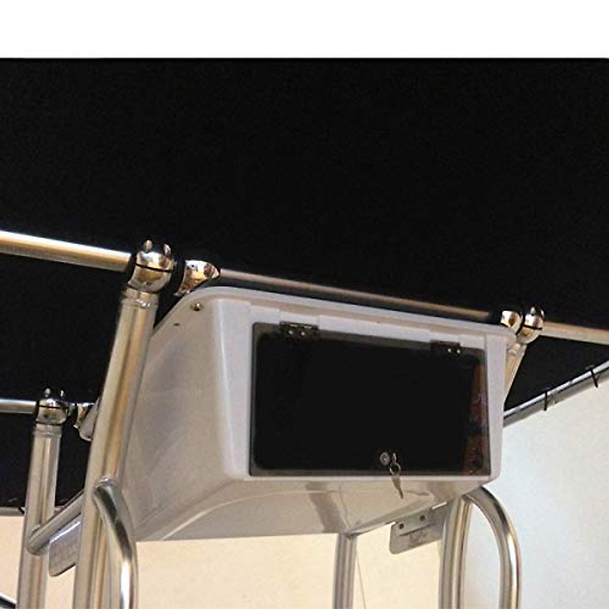 Dolphin T Tops Overhead Marine Electronics E Box ✮ Fishing Boat Tower Center Console Ebox ✮ Fiberglass ✮ Locking Smoked Glass ✮ Safe Stereo Radio Head Unit Storage ✮ Water Resistant ✮ 25"x23"x10"