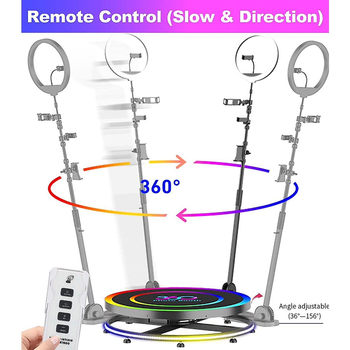 360 Photo Booth Machine for Parties, Weddings, Live Streaming,360 Spin Photo Booth Stand Free Custom Logo.360 Camera Booth Machines with Flight Case 80cm 31.5''