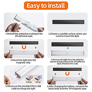 LED Closet Light, 30 LED Rechargeable Motion Sensor Light Indoor, Meromore Under Cabinet Lighting Wireless Stick-Anywhere Night Light with 600mAh Battery for Hallway Stairway Wardrobe Kitchen (3 PACK)