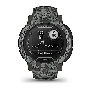 Garmin Instinct 2 - Camo Edition Smart Watch Graphite Camo + Watch Charging Stand + USB Car/Wall Adapter + 6Ave Cleaning Kit (010-02626-13)