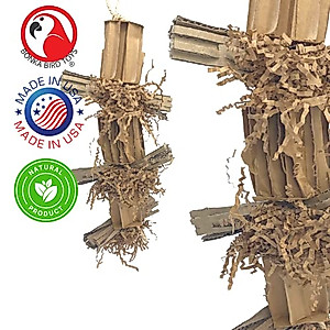 Bonka Bird Toys 3858 Duo Natural Boxy Eddy Foraging Shred Small Medium Bird Toy Cardboard Waffle Crinkly Paper Conures Parakeets African Greys and Other Similar Birds