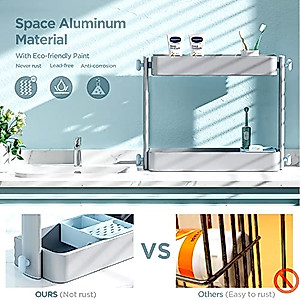 dabria Shower Caddy Hanging, Stable Shower Caddy Over Shower Head with Adjustable Height, 3 in 1 Rust Proof Shower Organizer Shelf, No Drilling, 4 Powerful Suction Cups, Non-Slip Hanging Shower Caddy