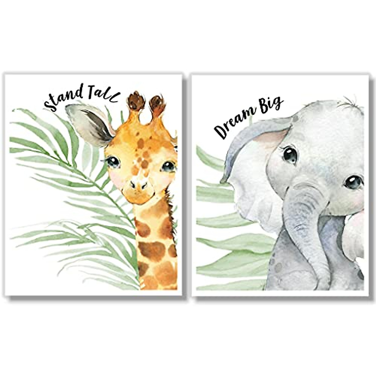 Baby Safari Animals Wall Art Prints - Nursery Decor - Set of 6-11x14 - Unframed - Watercolor