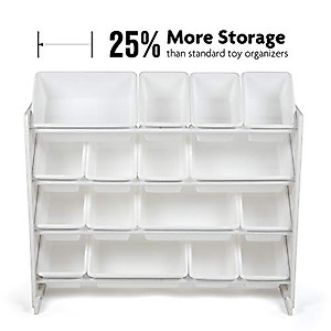 Humble Crew Extra-Large Toy Organizer, 16 Storage Bins, White/White