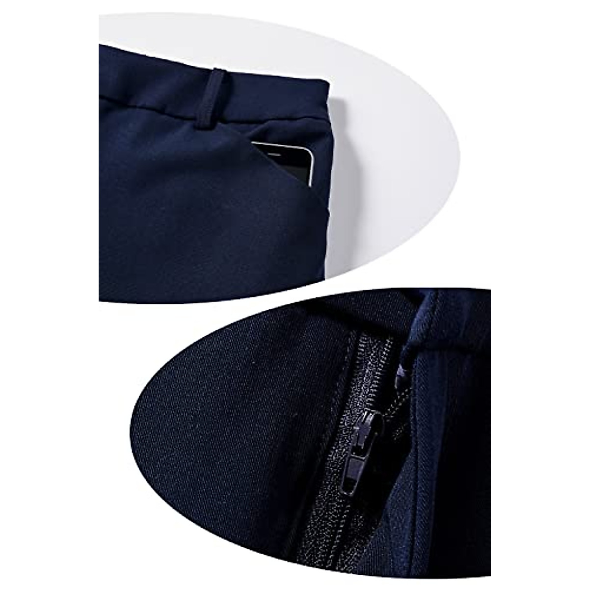 FHMLS Women's Fit Straight Leg Suit Pant,Ease into Comfort Bootcut Pant with Elastic Band, Office Business Casual Work Pants with Pockets (Navy, XXL)