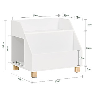 Haotian White Kids Bookcase, Toy Storage Display Book Shelf Rack Organizer with 3 Storage Compartments, Toddler Playroom Nursery, KMB54-W