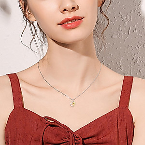 MILACOLATO 925 Sterling Silver Sunflower Necklace 14K Gold Plated You're My Sunshine Sunflower Heart Pendant Necklace with Shiny Cubic Zirconia Sunflower Jewelry for Women Mom Valentines Day