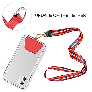 COCASES Phone Lanyard, Phone Lanyard and Wrist Lanyard Set Neck Straps for ID Badge, Compatible for all mobile phones (Red)