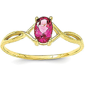 IceCarats 10K Yellow Gold Pink Tourmaline Ring Gemstone Band October Birthstone Jewelry Size 7.00