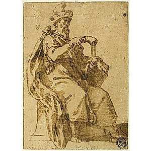 ArtDirect Cesare Nebbia 14x18 Black Modern Frame and Double Matted Museum Art Print Titled - Samuel Enthroned (1586-89)