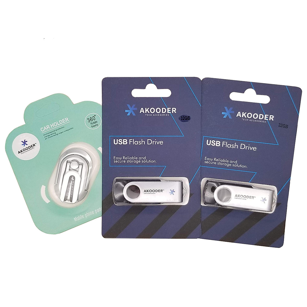 32GB USB 2.0 Flash Drive (Two Pack 32GB x 2 = 64GB + Finger Ring Kickstand) Memory Stick Thumb Drive Zip Drive Jump Drive
