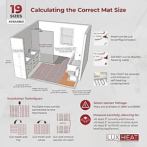 LuxHeat 30 Sqft Mat Kit, 120v Electric Radiant Floor Heating System for Under tile, Stone and Laminate. Kit Includes Alarm, Heated Floor Mat, OJ Microline Programmable Thermostat with GFCI & Sensor