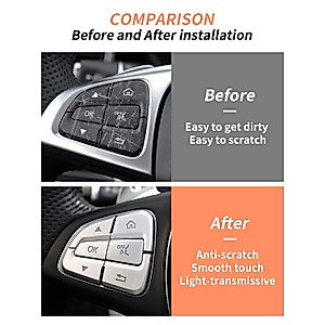 LIMBQS Steering Wheel Button Stickers for Mercedes Benz C200 E260L GLC300, Steering Wheel Buttons Light-transmitting Decorative Stickers for Mercedes Benz GLA CLA GLK Class