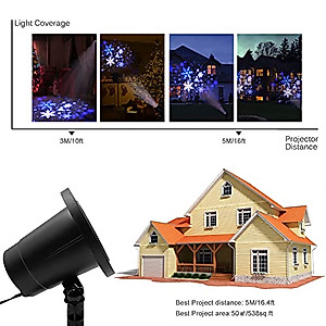 MOSOY Christmas Snowflake Projector Lights, Snowfall Projector LED Lamp Outdoor, Rotating White Snow Decoration Spotlights, IP65 Waterproof Night Light, for Christmas, Halloween,Wedding, Party
