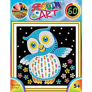 Mammut Sequin Art Sequin 60, Sparkling Arts & Crafts Kit; Creative Crafts for Young Kids 5 and Older (Owl)