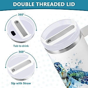 ALAZA Sea Turtle Watercolor 40 oz Tumbler Stainless Steel Water Bottle Vacuum Insulated Cup with Straw Lid & Handle For Travel Car Cup Holder