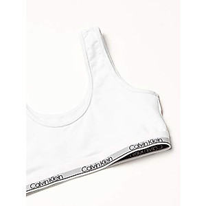 Calvin Klein Girls' Little Kids Modern Cotton Bralette, Multipack & Single, 2 Pack-Black with Logo, White, X-Large