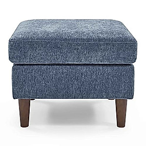 ATY Convertible Sectional Sofa with Removable Ottoman and Cushions, 3 Seats L-Shape Chenille Couch w/Pocket & Rubber Wood Legs, Perfect for Livingroom, Aapartment, Small Space, 80", Navy