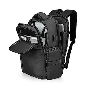 Travel Laptop Backpack for Men, Waterproof Anti Theft Backpack for Women, Hiking Backpacks with USB Type-C Charging, Business Back pack Daypack, Black Upgrade