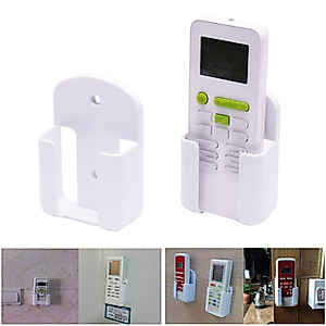 MGGi 2 Pack Remote Control Holder Rack Wall Mounted Air Condition TV Remote Storage Box Organizer, Wall-Mounted Organizer Self Adhesive Media Storage Box Case for Air Conditioner Controller - White
