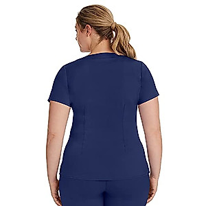 Healing Hands Scrubs for Women Mock Wrap Neck Top 2 Pocket Purple Label Women's Scrub Top 2172 Jordan Navy L