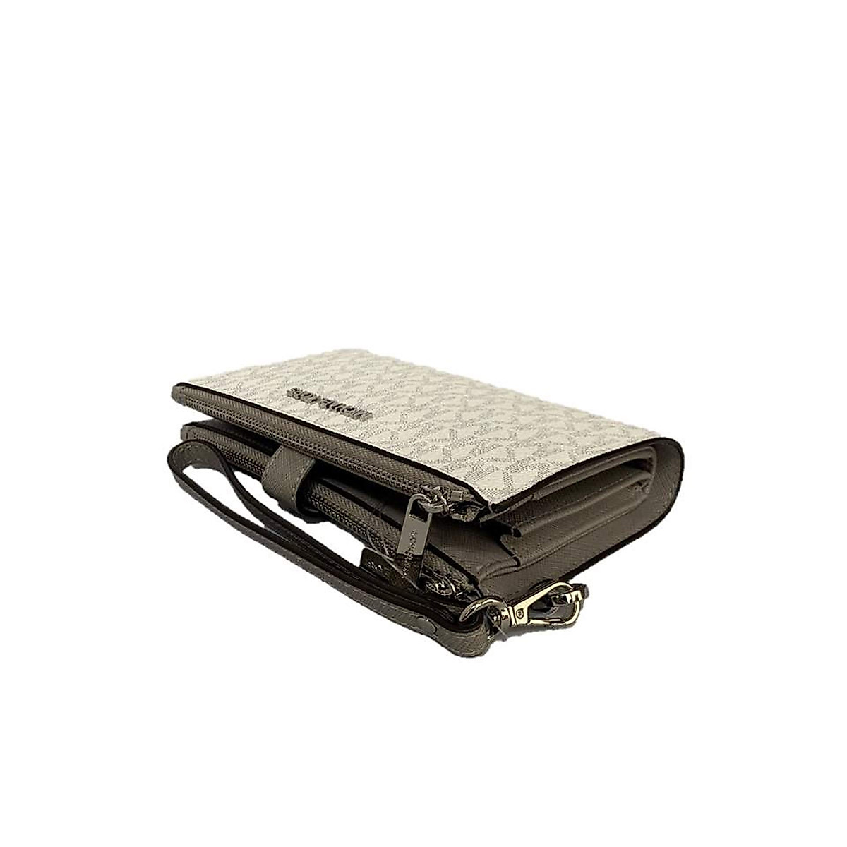 Michael Kors Signature Bright White Double Zip Phone Case Wallet Wristlet 35F8STVW0B-119