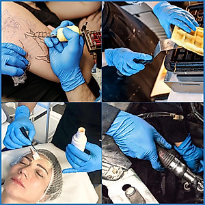 Schneider Nitrile Exam Gloves, 5 mil, Large, Box of 50, Heavy Duty Disposable Gloves, Textured, Latex Free, Food Safe, Industrial Gloves for Medical, Cleaning, Cooking, Blue