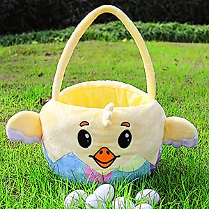 JOYIN 2 Pcs Plush Easter Basket, Fluffy 3D Bunny & Chicken Basket Set for Baby Kids Easter Egg Hunting, Party Supplies, Decorations, Candy Gifts Storage