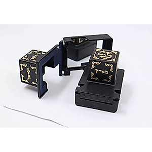 Ateret Judaica Decorative Plastic Tefillin Boxes Case Cover Set of Two-Mirror inside-Rosh and Yad For Righty, Rashi (Shaidalach) (Size 35, Black)
