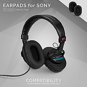 Brainwavz Replacement Earpads for Sony MDR 7506 Headphones - Quality Vegan Leather, Memory Foam Comfort, Long Lasting & Durable, Also Works with Headphones Like Steelseries Arctis, ATH-M50X & More