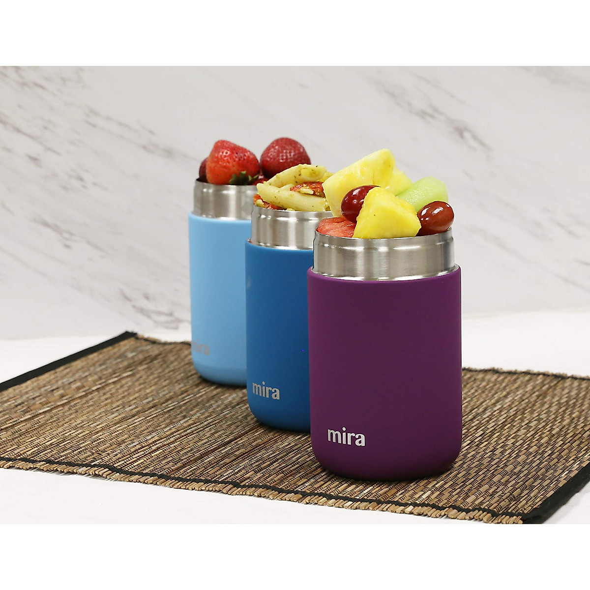 MIRA Lunch, Food Jar - Vacuum Insulated Stainless Steel Lunch Thermos - 13.5 oz - Purple