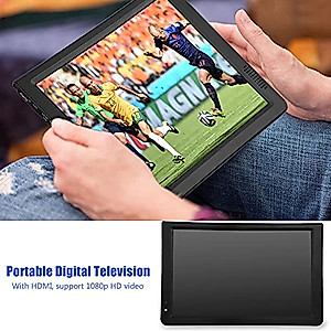 Cuifati Portable Digital Television with Suction Mount High Sensitivity Tuner Support 1080P Video, MKV, MOV, AVI, WMV, MP4, FLV, MPEG1-4, RMVB Video Format and MP3(12 inches)