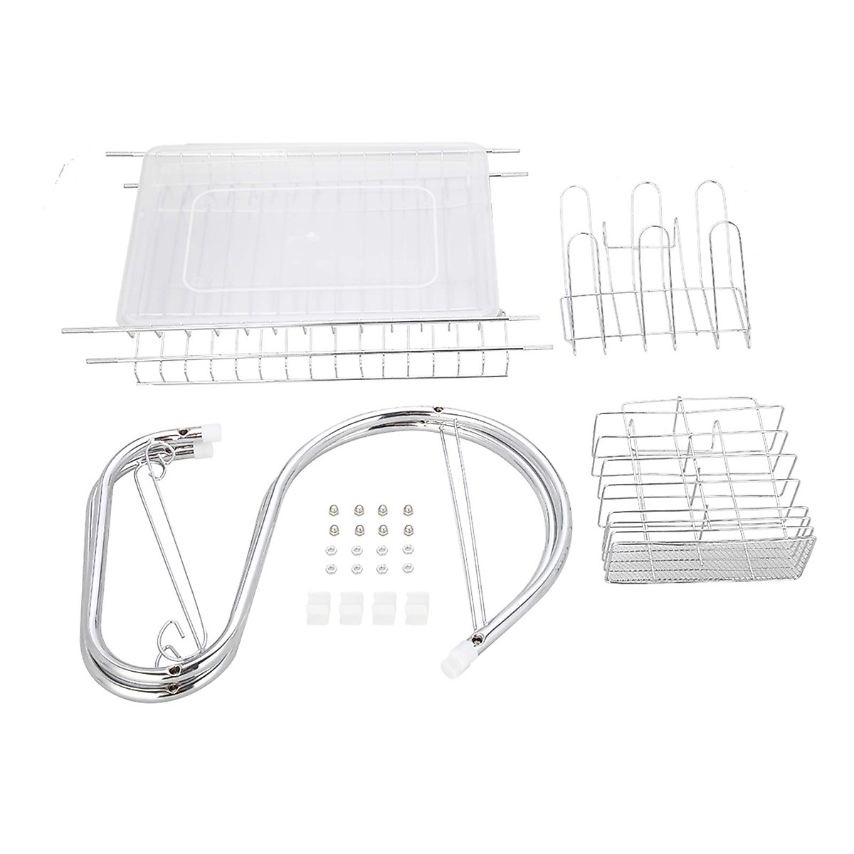 Guangshuohui Dish Drying Rack and Drainboard Set, 2 Tier Large Stainless Steel Sink Organizer Dish Racks with Cups Holder, Utensil Holder, Dish Strainer Shelf for Kitchen Counter