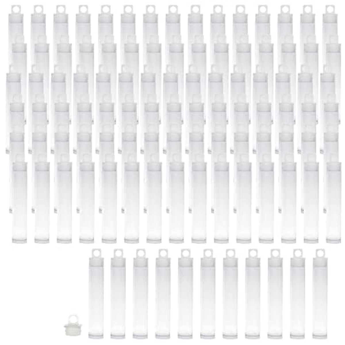 The Beadsmith Clear Plastic Tubes - 3-Inch-Long Round Tubes, 9/16 Inches in Diameter - Hanging Caps - Use for Beads, Bath Salts, Wedding & Party Favors, Home or Office Storage - Bag of 100