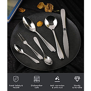 Thomaso 40 Piece Modern Cutlery Silverware Sets for 8,1810 Stainless Steel Flatware,Silver Forks and Spoons Silverware Set,Unique Thicken Handle Utensil Set,Dishwasher Safe