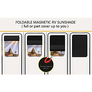 DoPake Thicken RV Door Window Shade Cover,Magnetic No Drill Foldable Velcro RV Blackout Window Cover,Waterproof Oxford Fabric,UV Rays Protection,Camper Trailer Door Window Sunshade Cover 16 x 25 inch