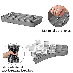 Ice Cube Tray with Lid and Bin, ROTTAY Ice Trays for Freezer, Easy-release 48 Small Nugget Silicone Ice maker with Ice Bucket, Ice Cube Storage Container Set for Chilled Drink, Cocktail,Gray…