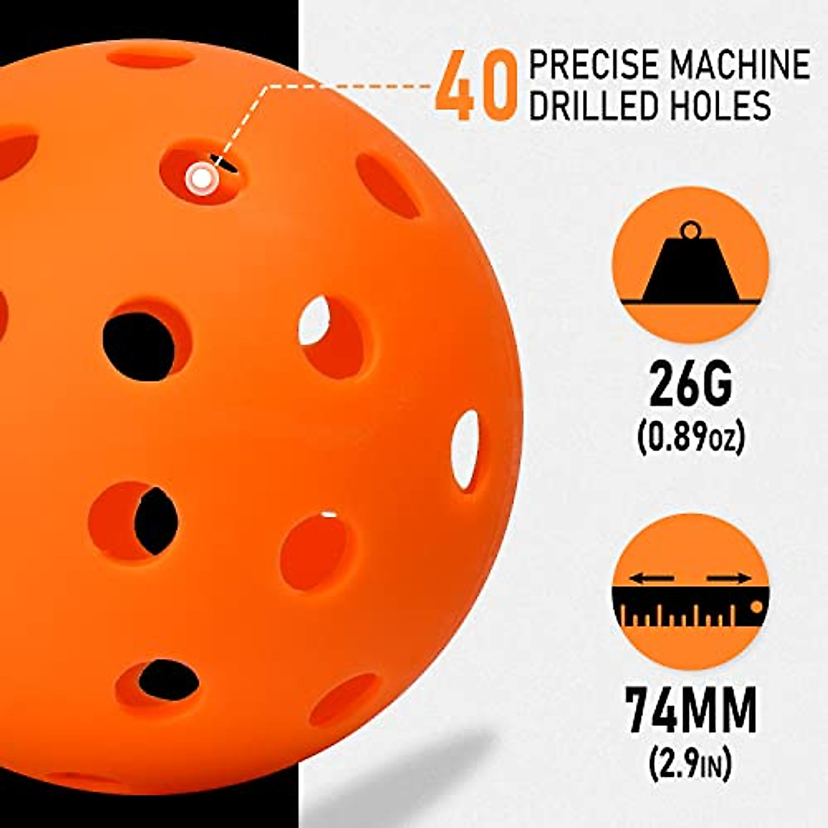 EasyTime Pickleball, 40 Holes Pickleball Balls for Outdoor Sport, 26 Holes for Indoor, Highly Durable and Consistent Bounce, USAPA Standard for Pickleball Sport, 6 Pack