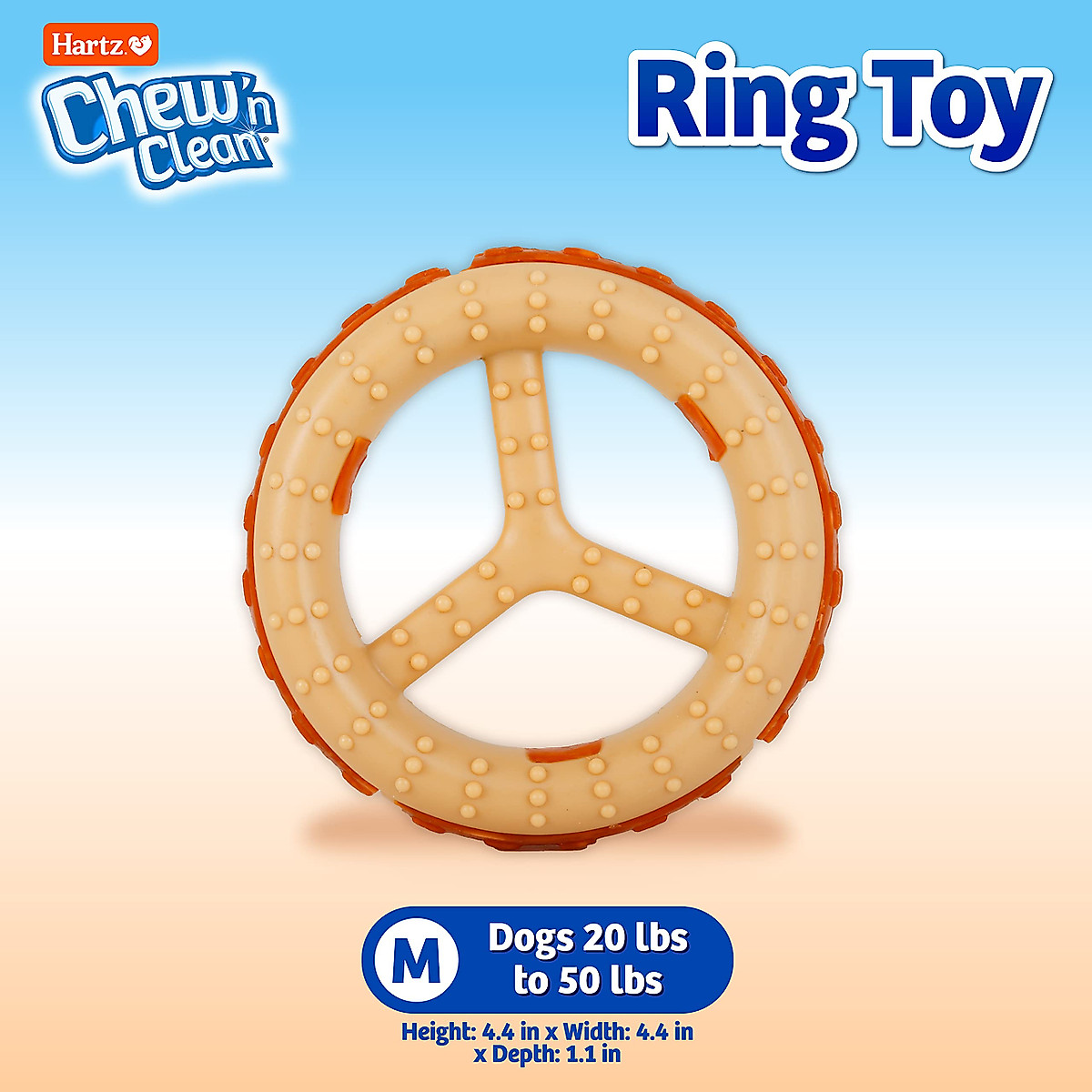 Hartz Chew ‘n Clean Chew Toy and Treat in One Chicken Flavored Ring Dog Toy, Medium