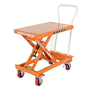 Vestil SCSC-400-2032 Steel Self-Elevating Lift Cart, 400 lbs Capacity, 40" Length, 20" Width, 30-1/2" Height