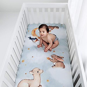 Mini Crib Sheet, Pack n Play or Playard Crib Sheet by Rookie Humans: 100% Cotton Sateen. Use as a Photo Background for Your Baby Pictures. Fits Mini Crib Size (38x24 inches) (Goodnight Wonderland)