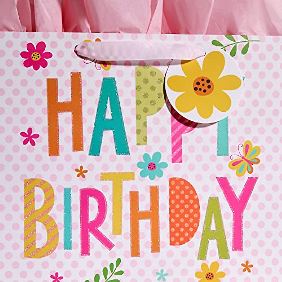 13" Large Gift Bag with Tissue Paper for happy Birthday gift bags for Girls