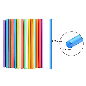 [Individually Wrapped] 100 Pcs Disposable Jumbo Smoothie Straws, Wide-mouthed Multi Colors Milkshakes Plastic Drinking Straws, (8.27" Long and 0.43" Diameter) BPA FREE